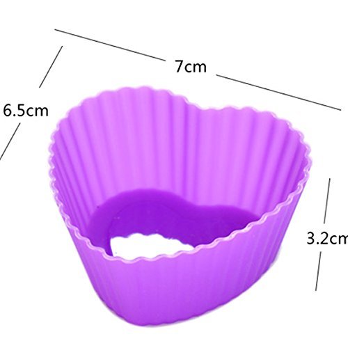 6pcs Heart Shape Silicone Muffin Cases Cake ,Pudding ,Mini Chocolate ...