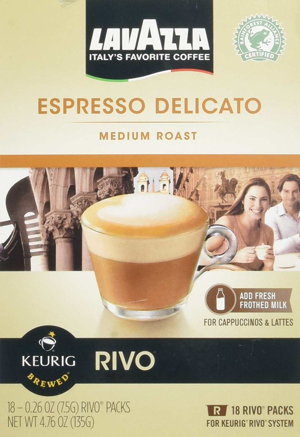 Lavazza Espresso Delicato Medium Roast for Keurig Rivo System 18-0.26 ...