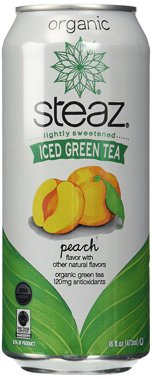 Steaz Organic Iced Teaz, Green Tea with Peach, 16 oz Cans, 12 pk free ...