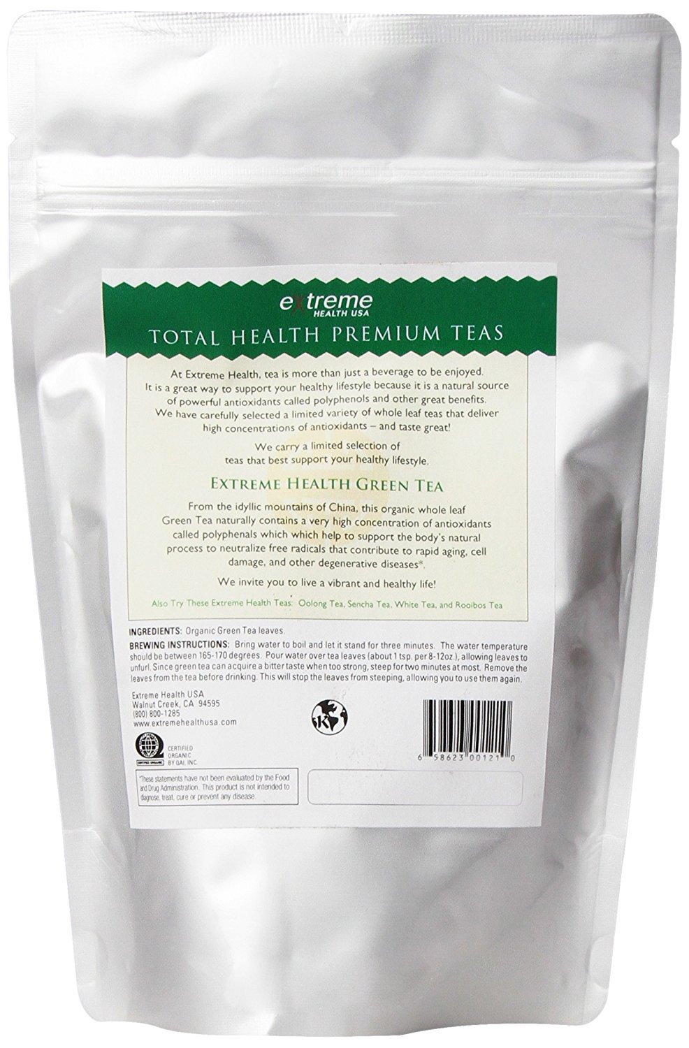 Extreme Health Organic Green Tea, Loose Leaf, 4 Ounce Bags N2 free ...