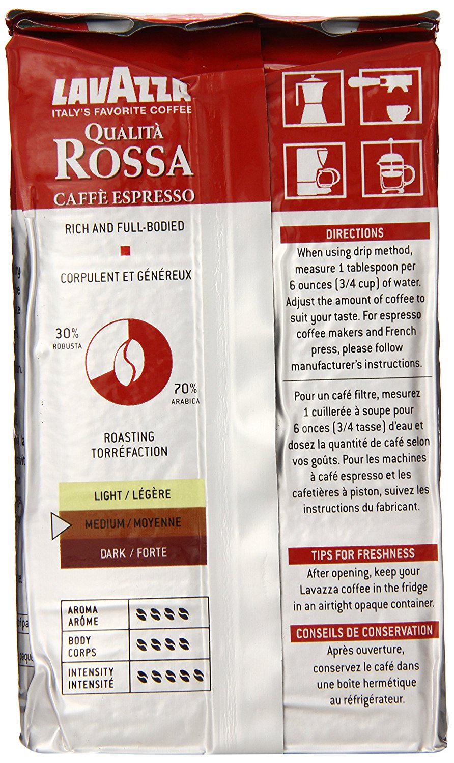 Lavazza Qualita Rossa - Caffe Ground Espresso, 8.8-Ounce Bricks (Pack ...
