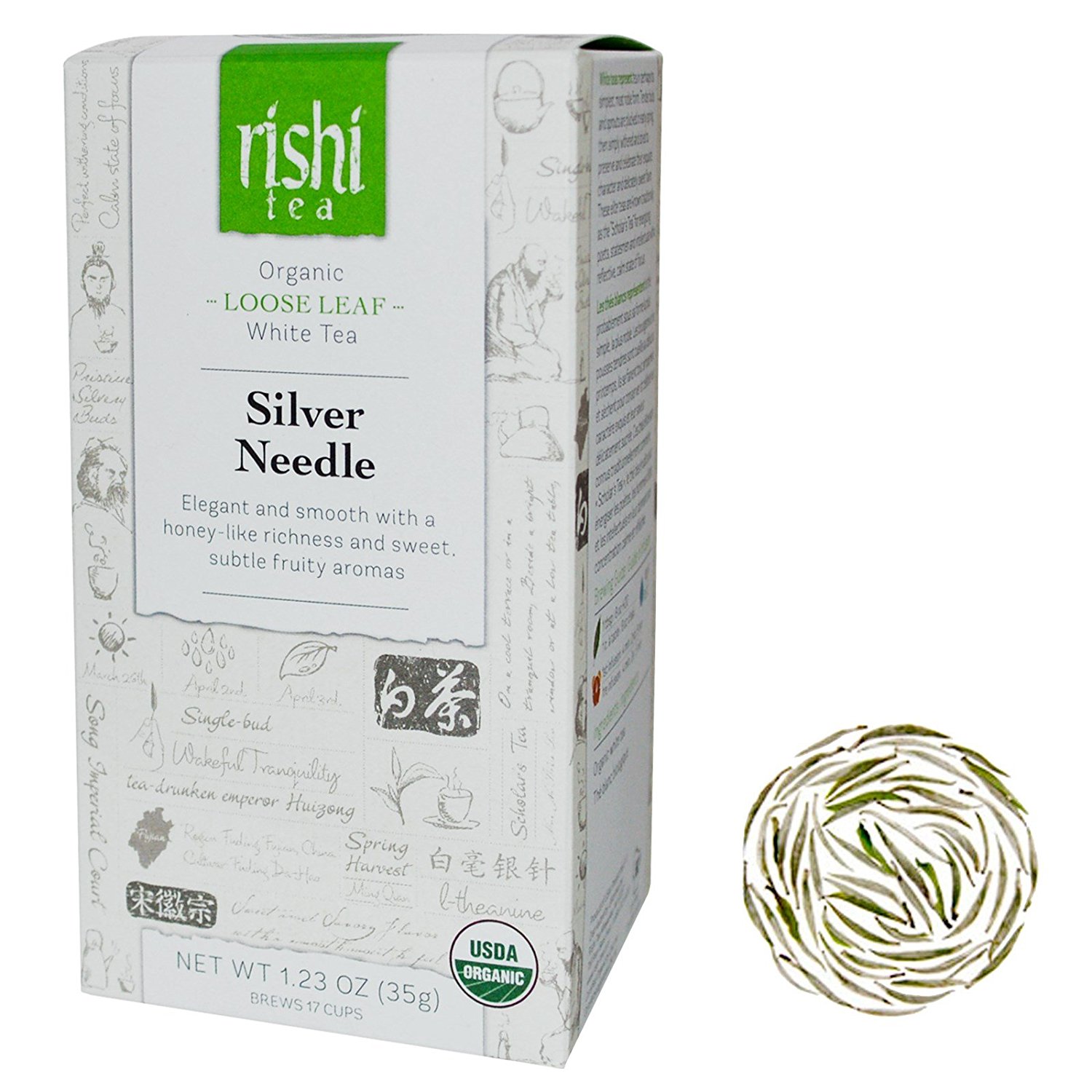 Rishi Tea Organic Silver Needle Loose Leaf Tea, 1.41 Ounces Tin N5 free ...