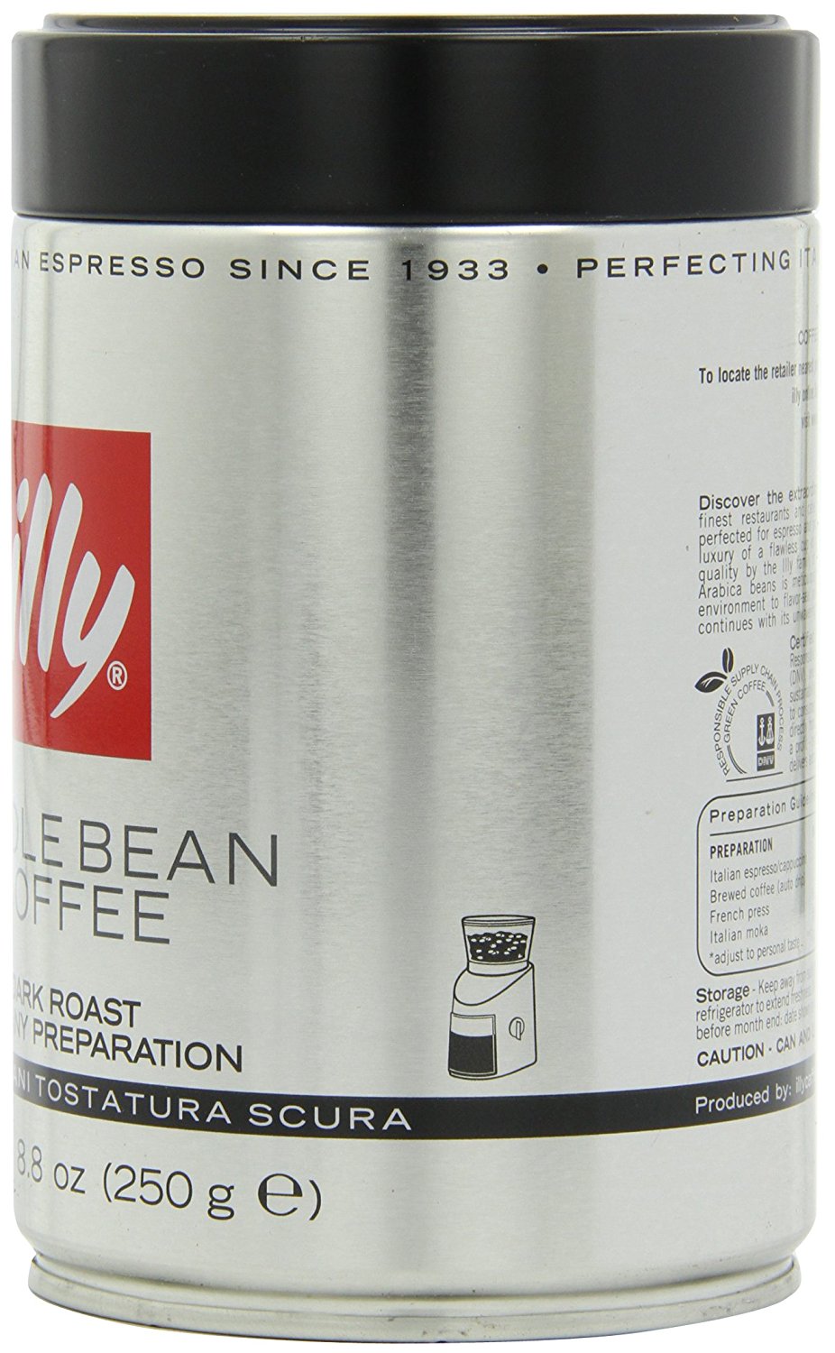 Illy Scuro Whole Bean Coffee Dark Roast- Pack of Six 8.8 oz. Coffee ...