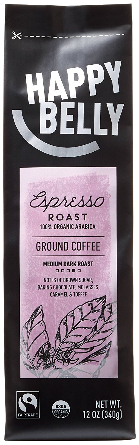 Happy Belly Espresso Roast Organic Fairtrade Coffee, Medium Dark Roast ...
