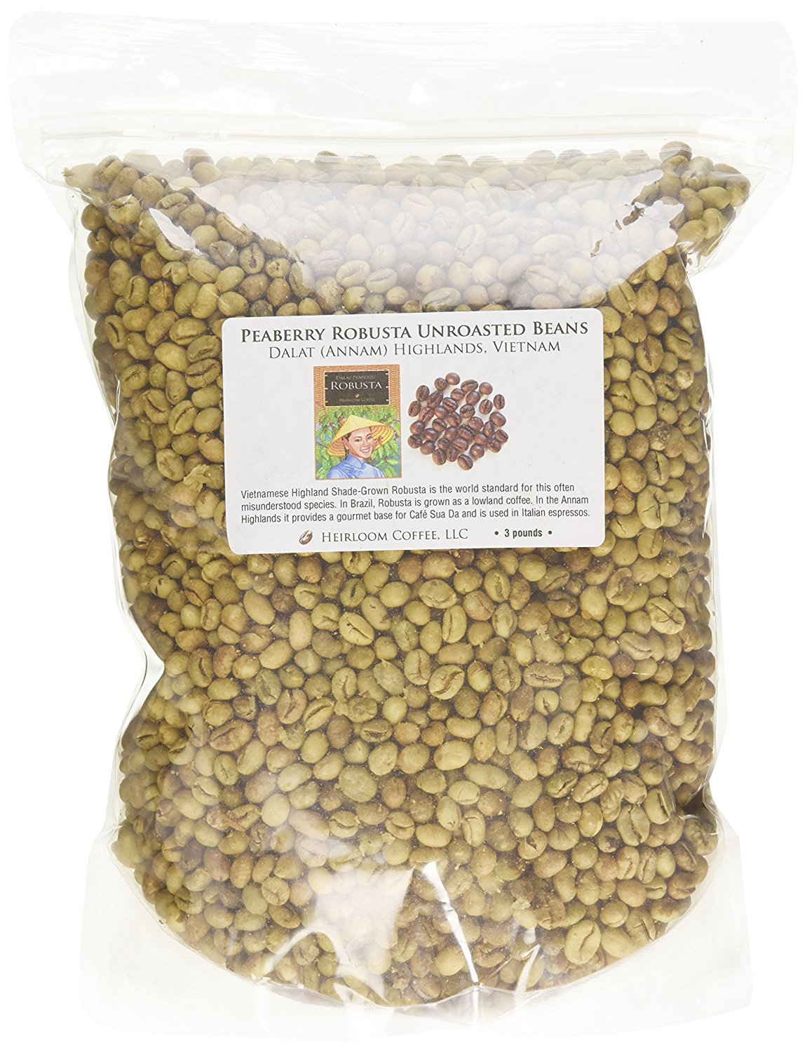 Dalat Peaberry Robusta Unroasted Green Coffee Beans, 3 Pounds free ...