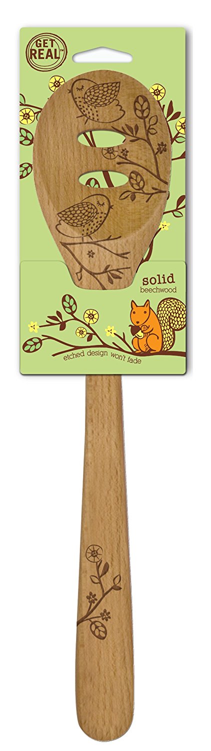 Talisman Designs Beechwood Slotted Spoon, Laser Etched with Honey Bee ...