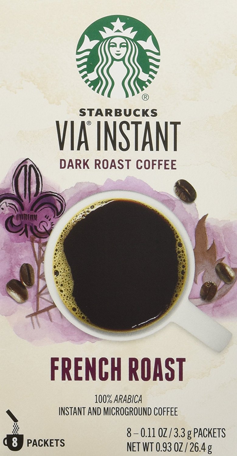 Starbucks Via French Roast Dark Instant Coffee 8 Single-Serve Packets ...
