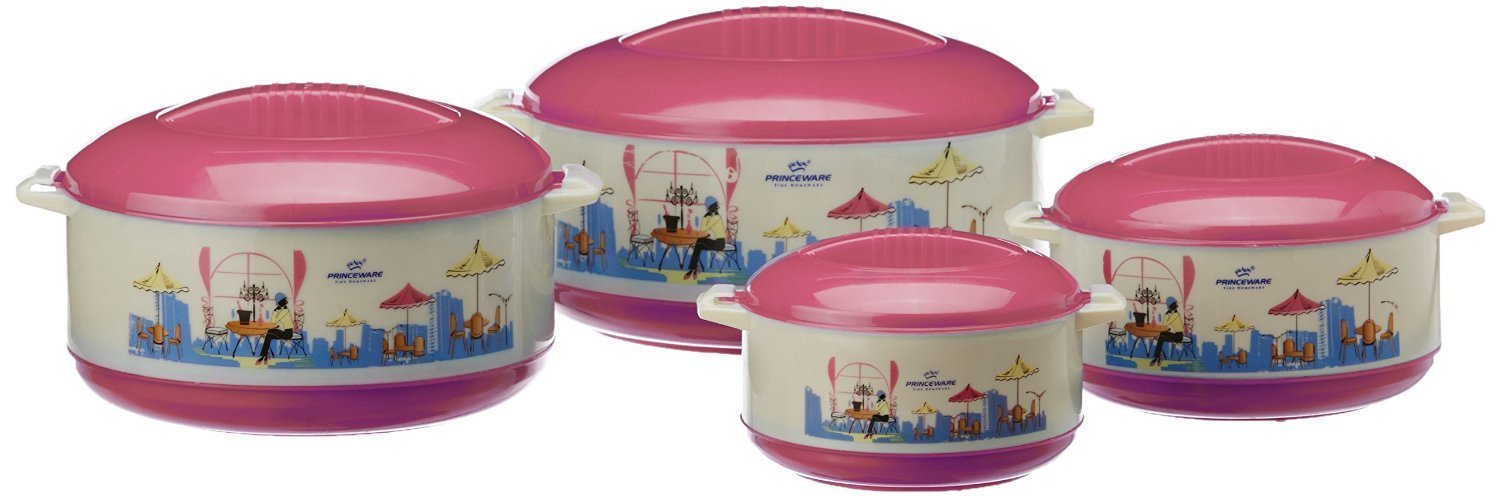 Princeware Elite Plastic Casserole Set, 4-Pieces, Pink free image download