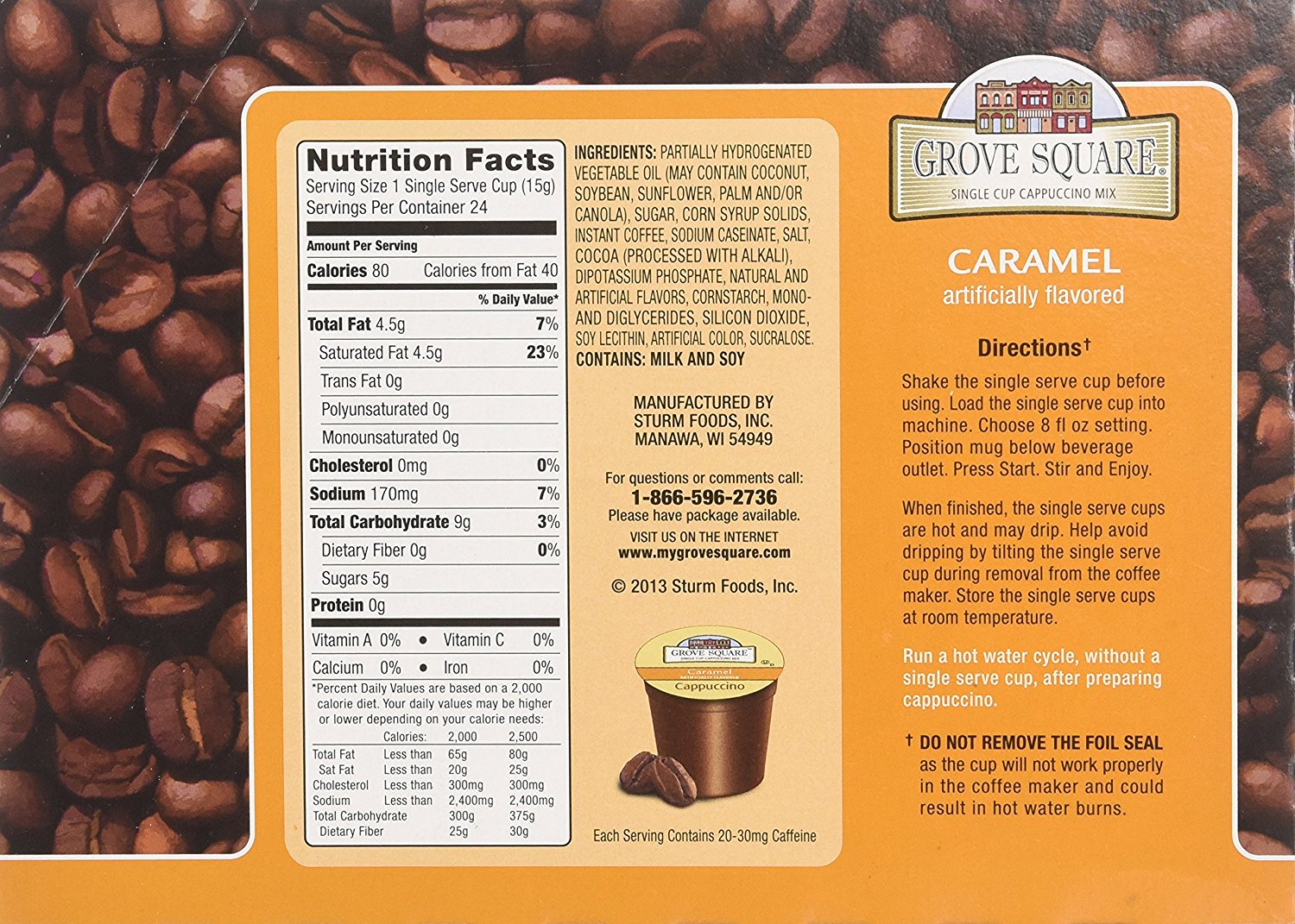 Grove Square Single Serve Caramel Cappucino Single serve cup 24 Ct for ...