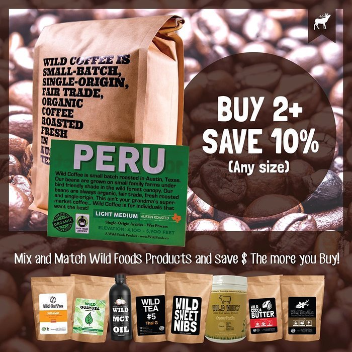 Wild Coffee, Whole Bean Organic Coffee, Fair Trade, Single-Origin, 100% ...