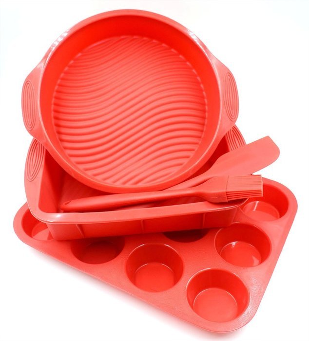 Silicone Bakeware Set - 5-Piece Non-Stick Silicone Baking Mold Set by ...