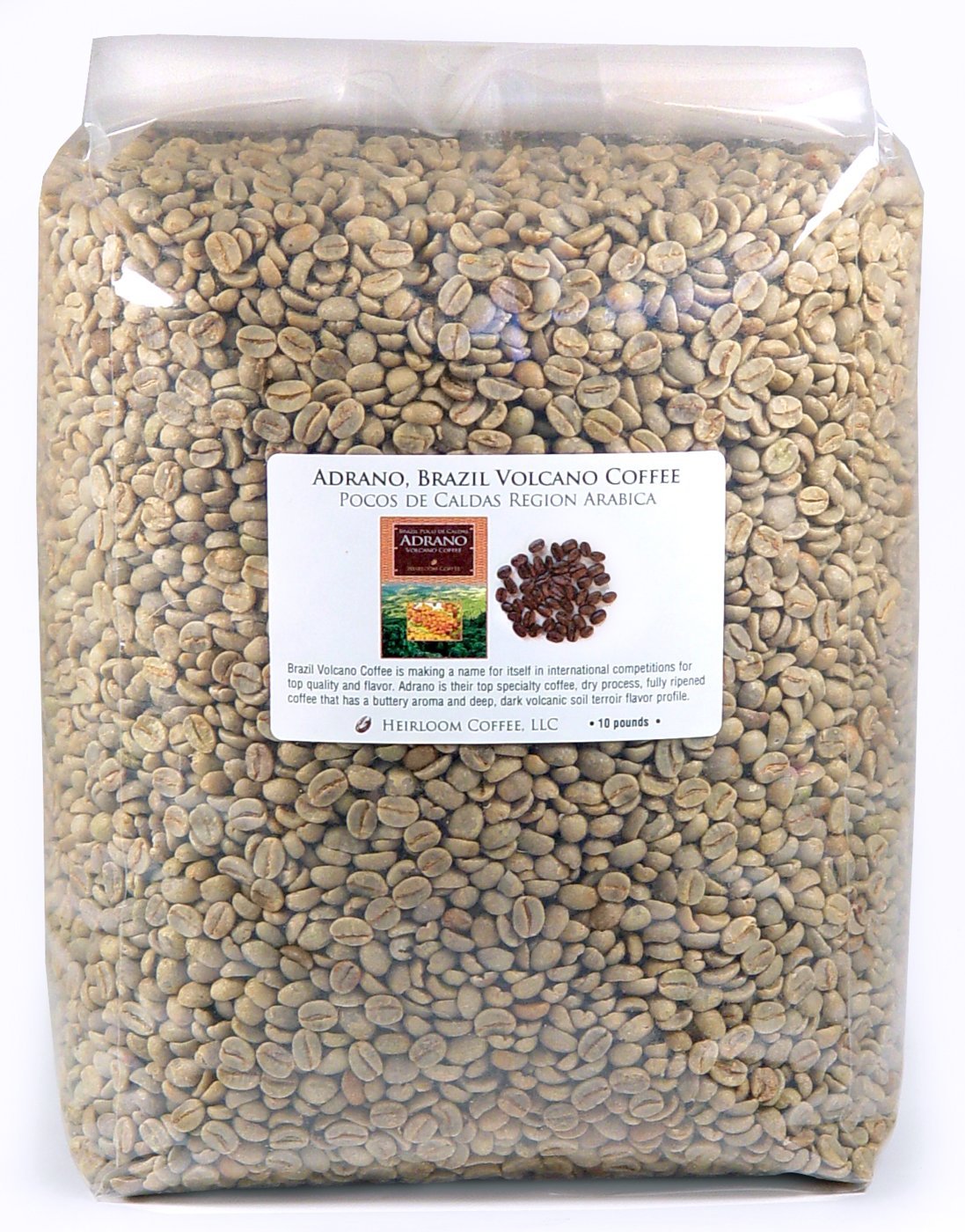 Brazil Adrano Volcano Coffee, Green Unroasted Coffee Beans (1 LB) N3 ...