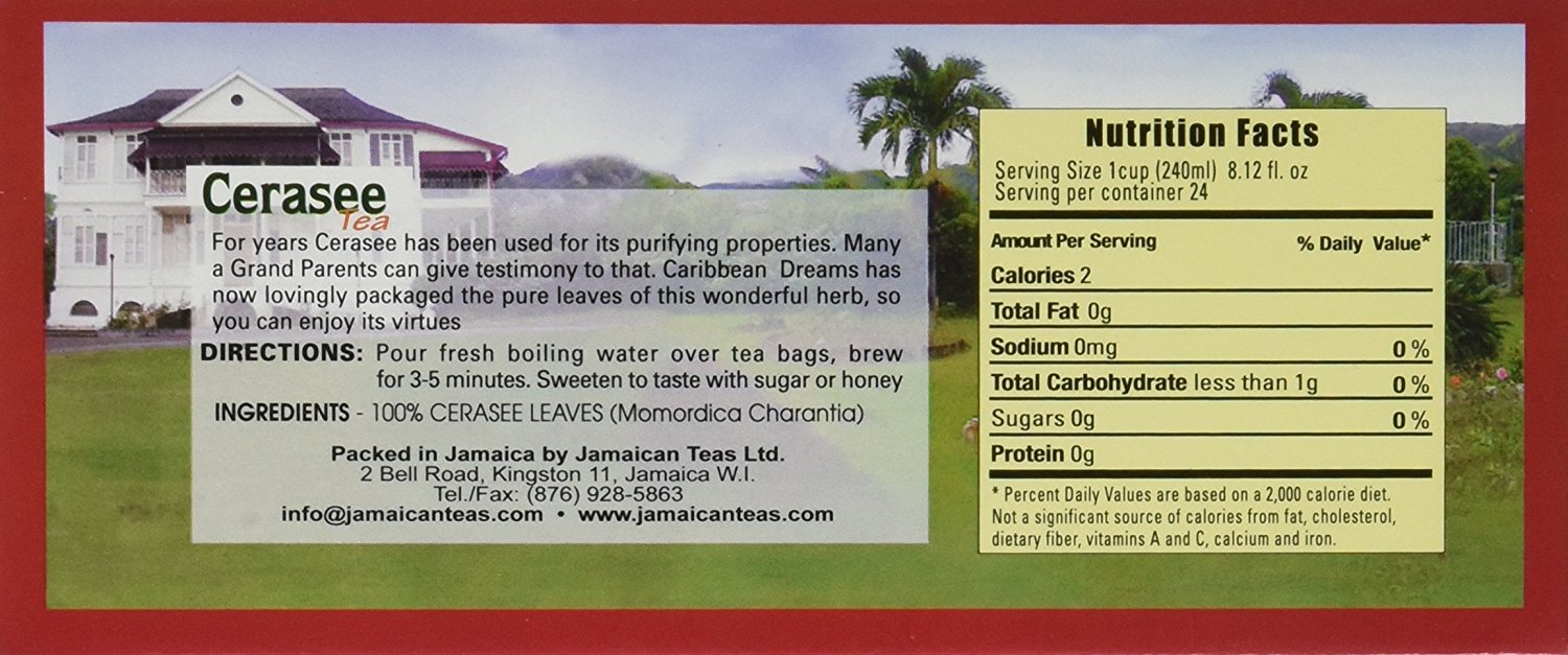 Caribbean Dreams Cerasee Tea, 24 Tea Bags (Pack of 3) N2 free image ...