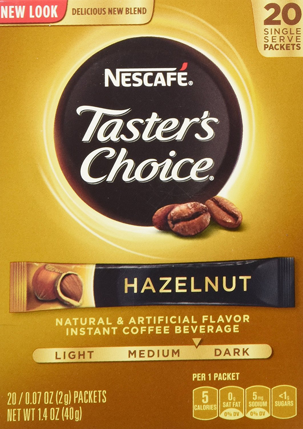Nescafe Taster Choice Hazelnut Coffee 20 Single Serve Packets free ...