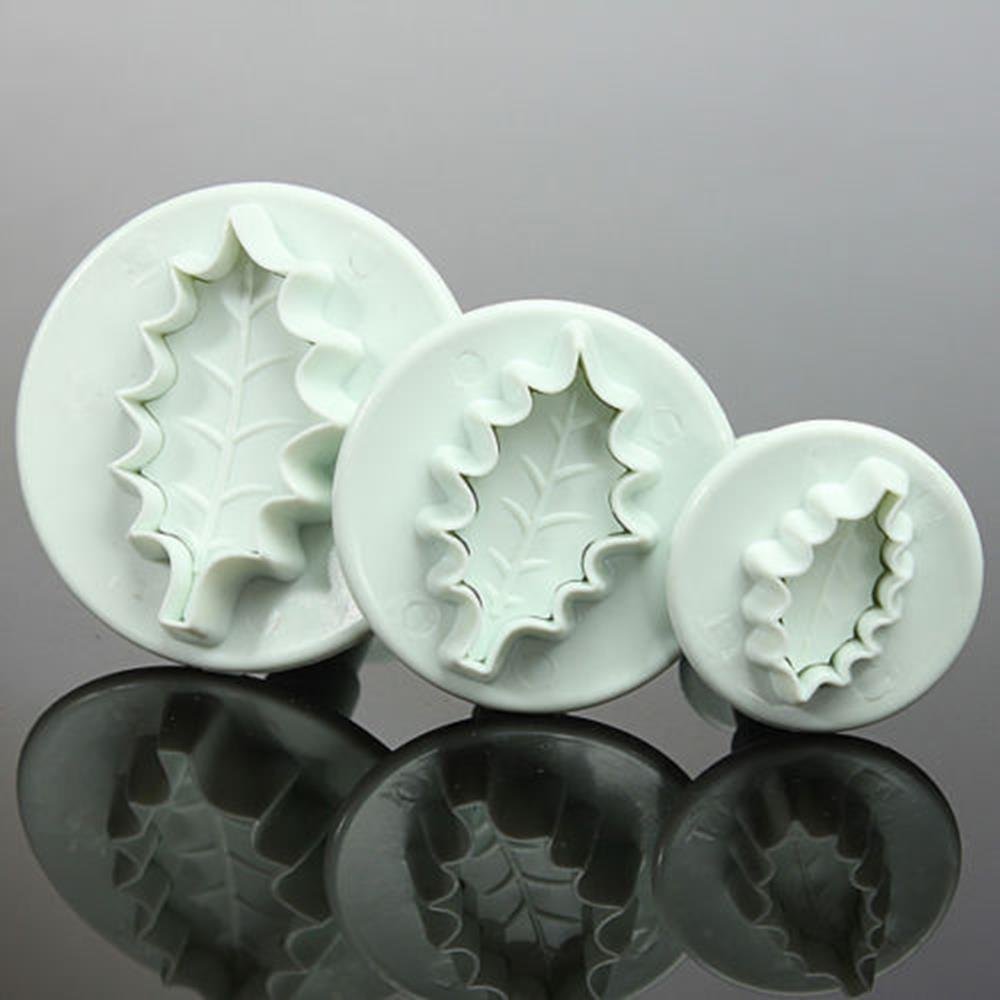 Cake & Cookie Cutters 3X Christmas Holly Leaf Cake Cookie Cutter ...