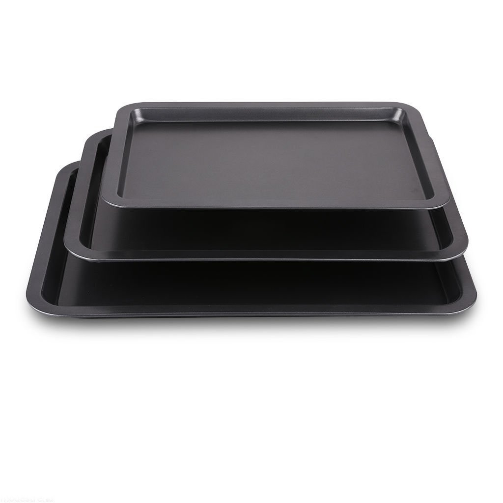 3-Piece Nonstick Bakeware Baking and Cookie Sheet Set Serving Tray ...