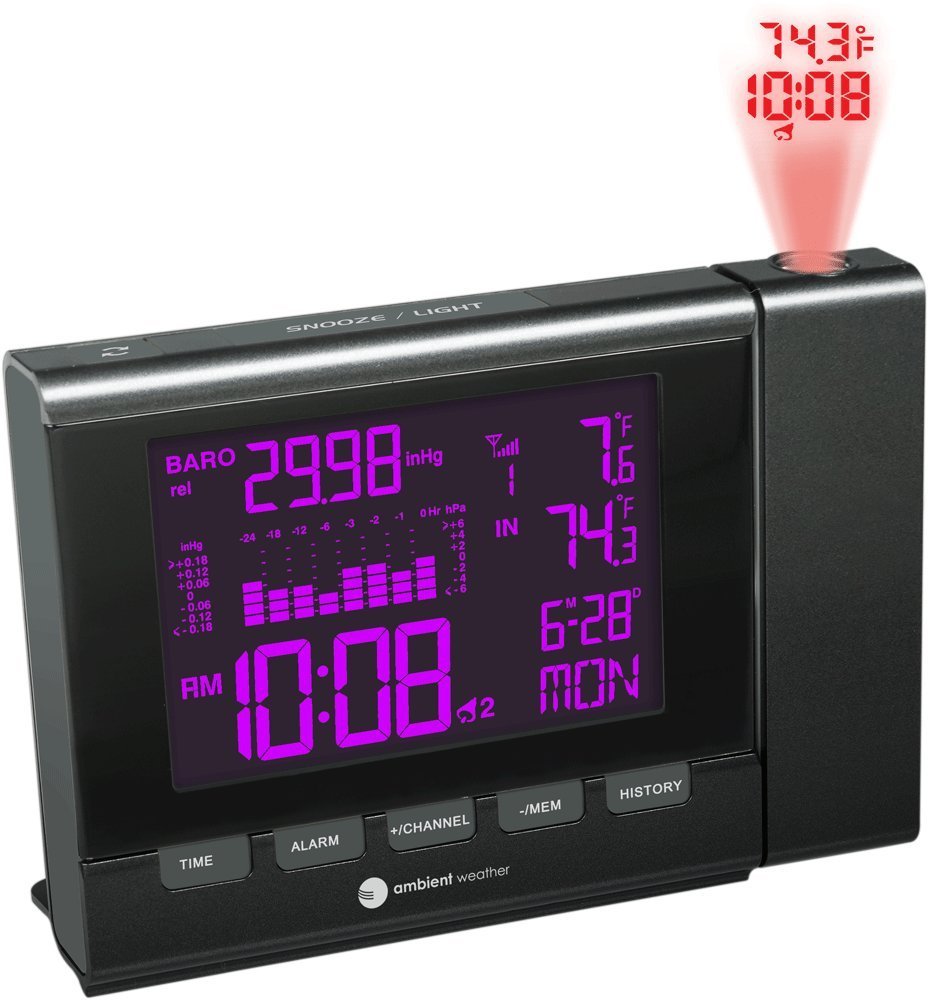 Ambient Weather WS-8400 Projection Clock with Indoor and Outdoor ...