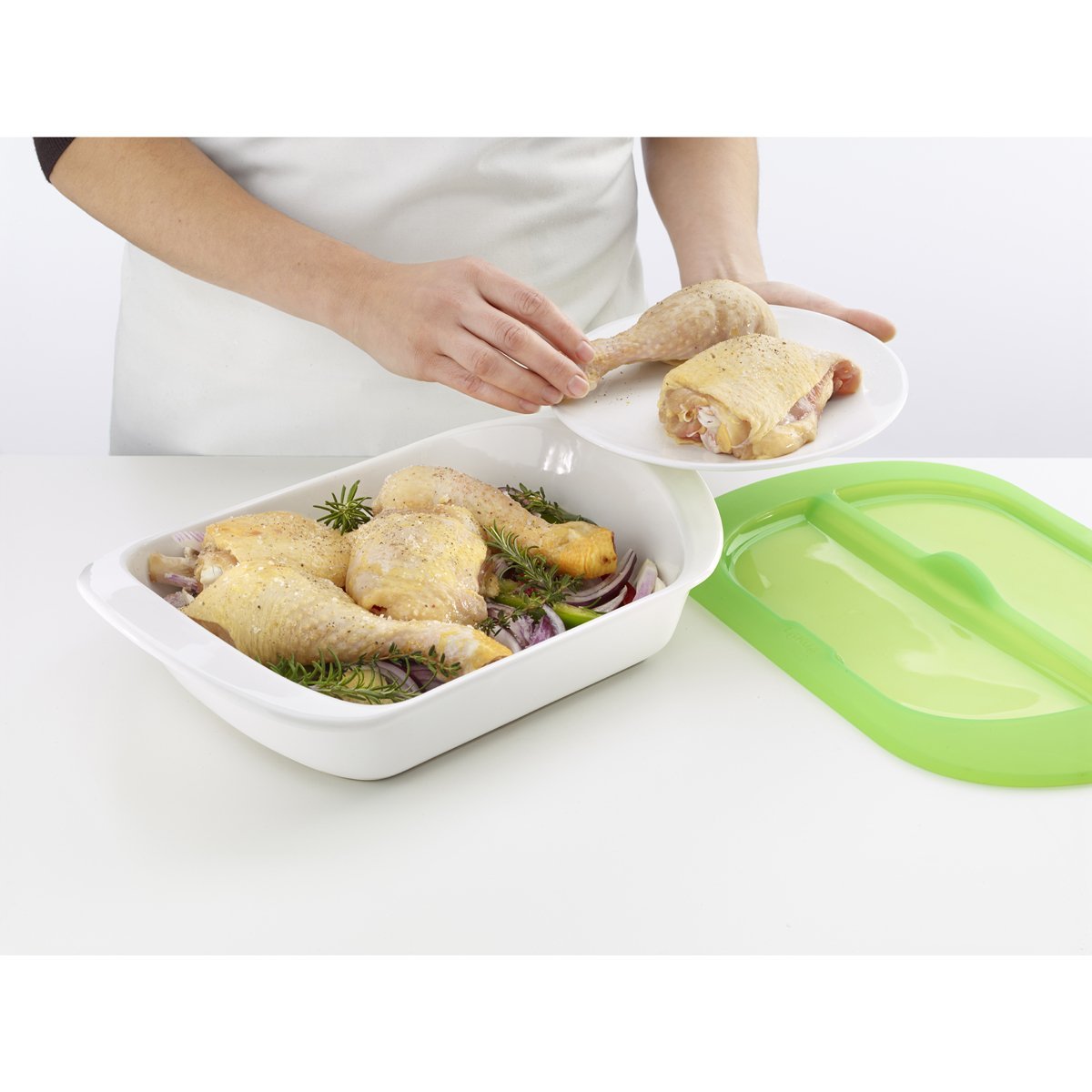Lekue Steam & Roast 1-2 Servings Ceramic Baking Dish and Silicone Lid ...