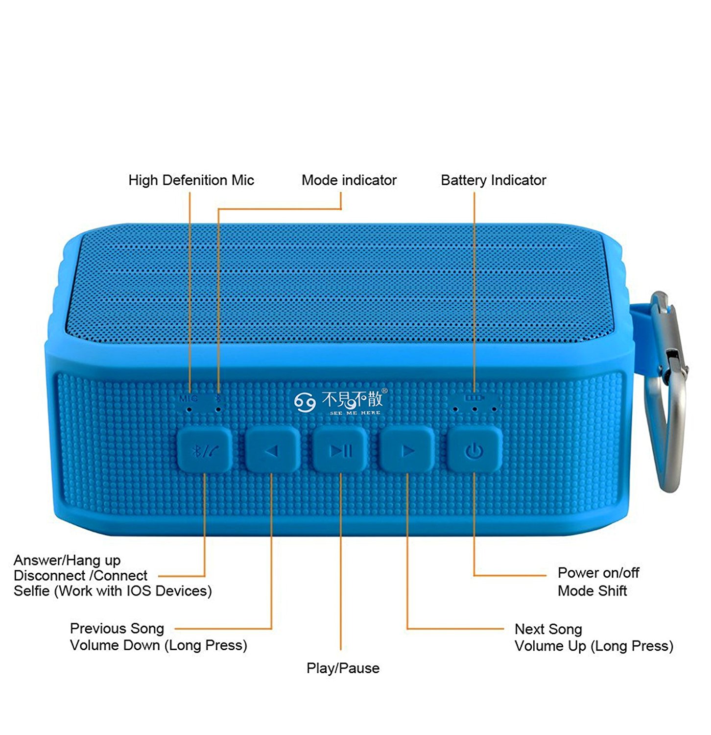 Antonso BV370 Cuboid Sport Outdoor Portable Waterproof Bluetooth 4.0 Loud Speaker Amplifier with ...