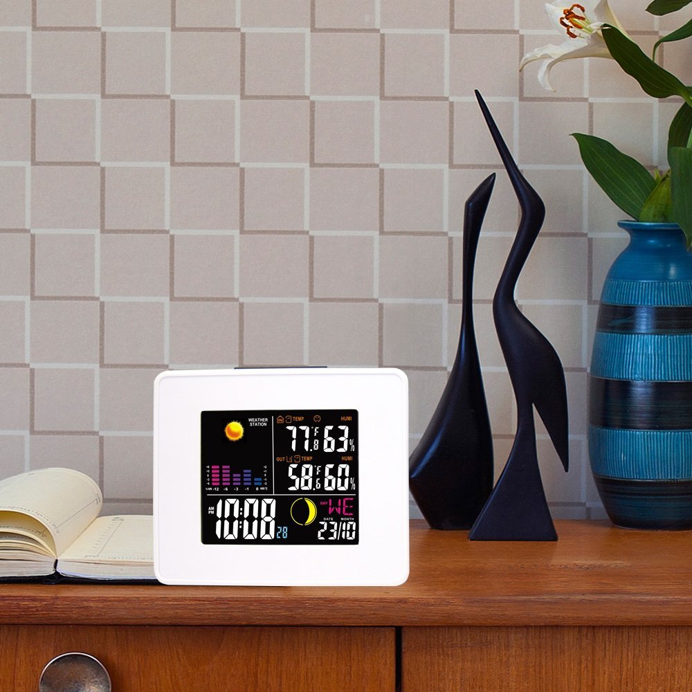 Londa Full Color LCD Wireless Weather Station with USB Charging Port ...