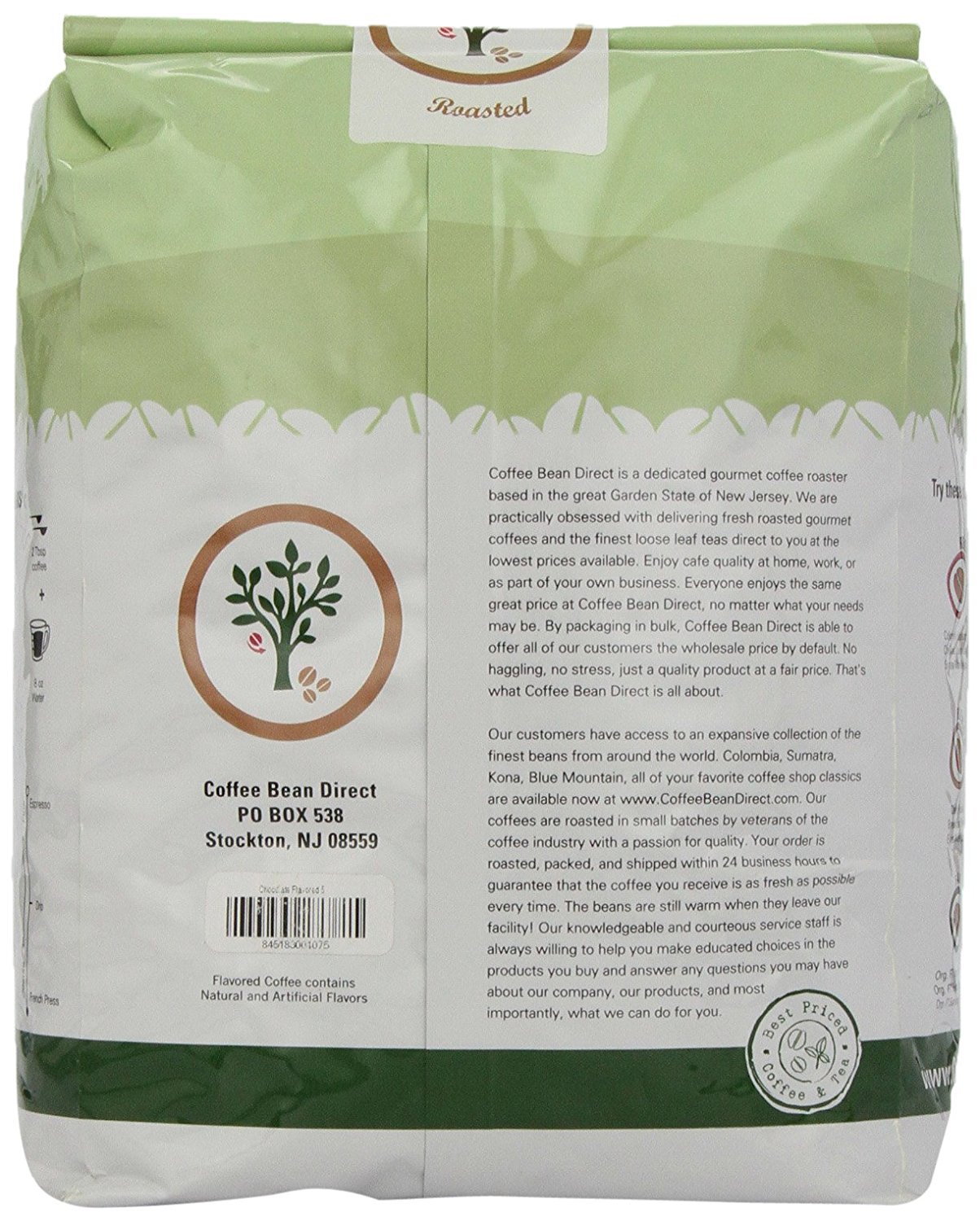 Coffee Bean Direct Hazelnut Flavored, Whole Bean Coffee, 5-Pound Bag ...