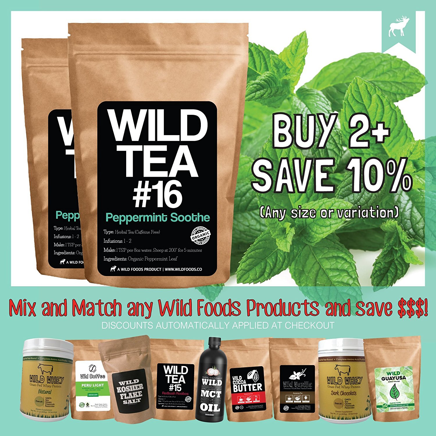 Organic Peppermint Tea, Loose Leaf Herbal Peppermint Leaves, Wild Tea ...