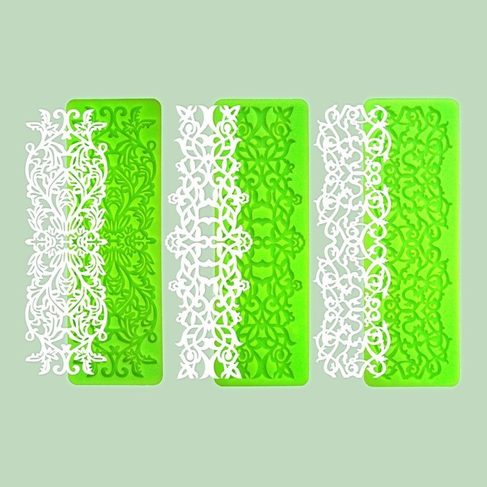 Fanhesheng Set of 3, Little Flowers Embossing Cake Lace Fondant Mold ...