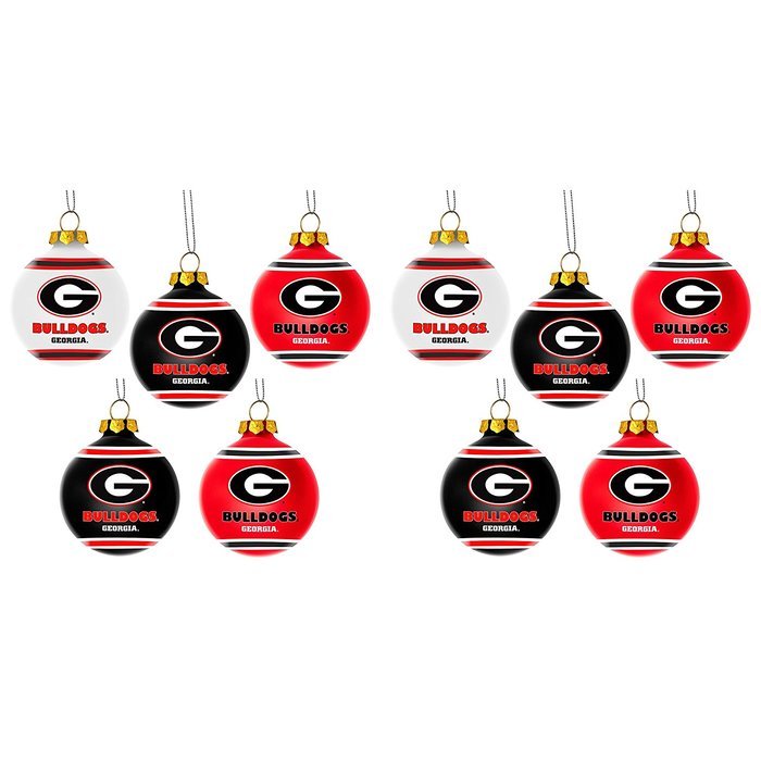 NCAA Georgia Bulldogs Plastic Christmas Ball Ornament 5 Pack Bundle 2 ...