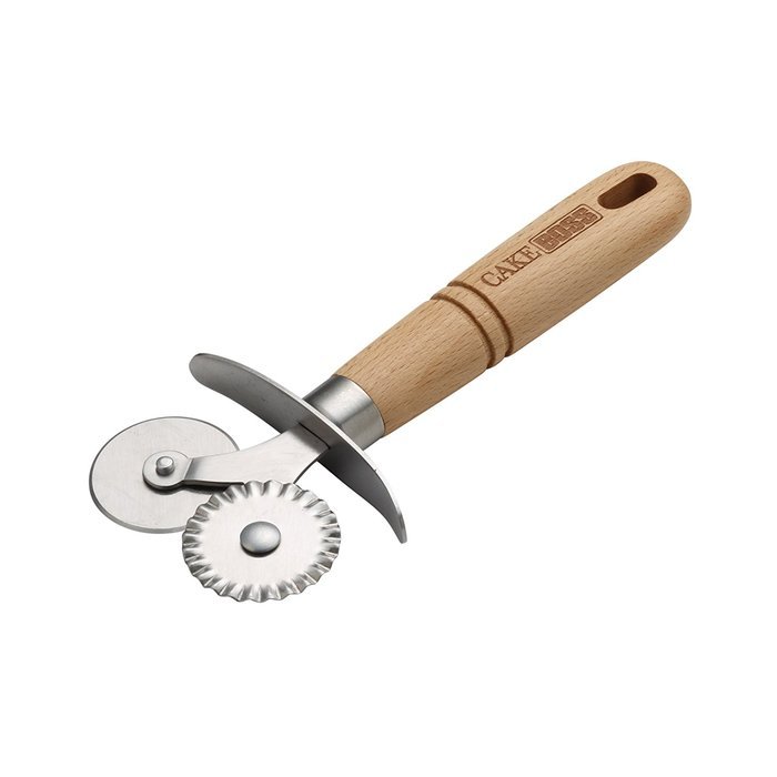 Cake Boss Wooden Tools and Gadgets Stainless Steel Double Pastry Wheel ...
