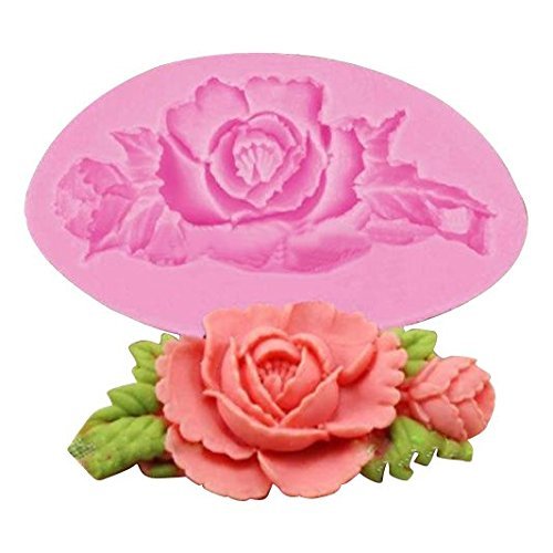 YIJIA Rose Flower Shaped Silicone Press Mold Fondant Cake Decoration 3D ...
