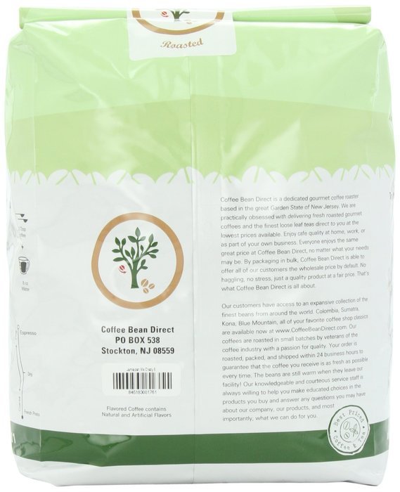 Coffee Bean Direct Hazelnut Flavored, Whole Bean Coffee, 5-Pound Bag ...