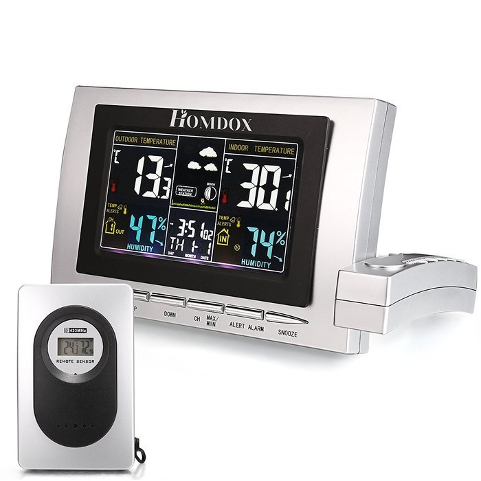 Homdox Multi-functional Wireless Weather Forecast Station Clock Indoor ...