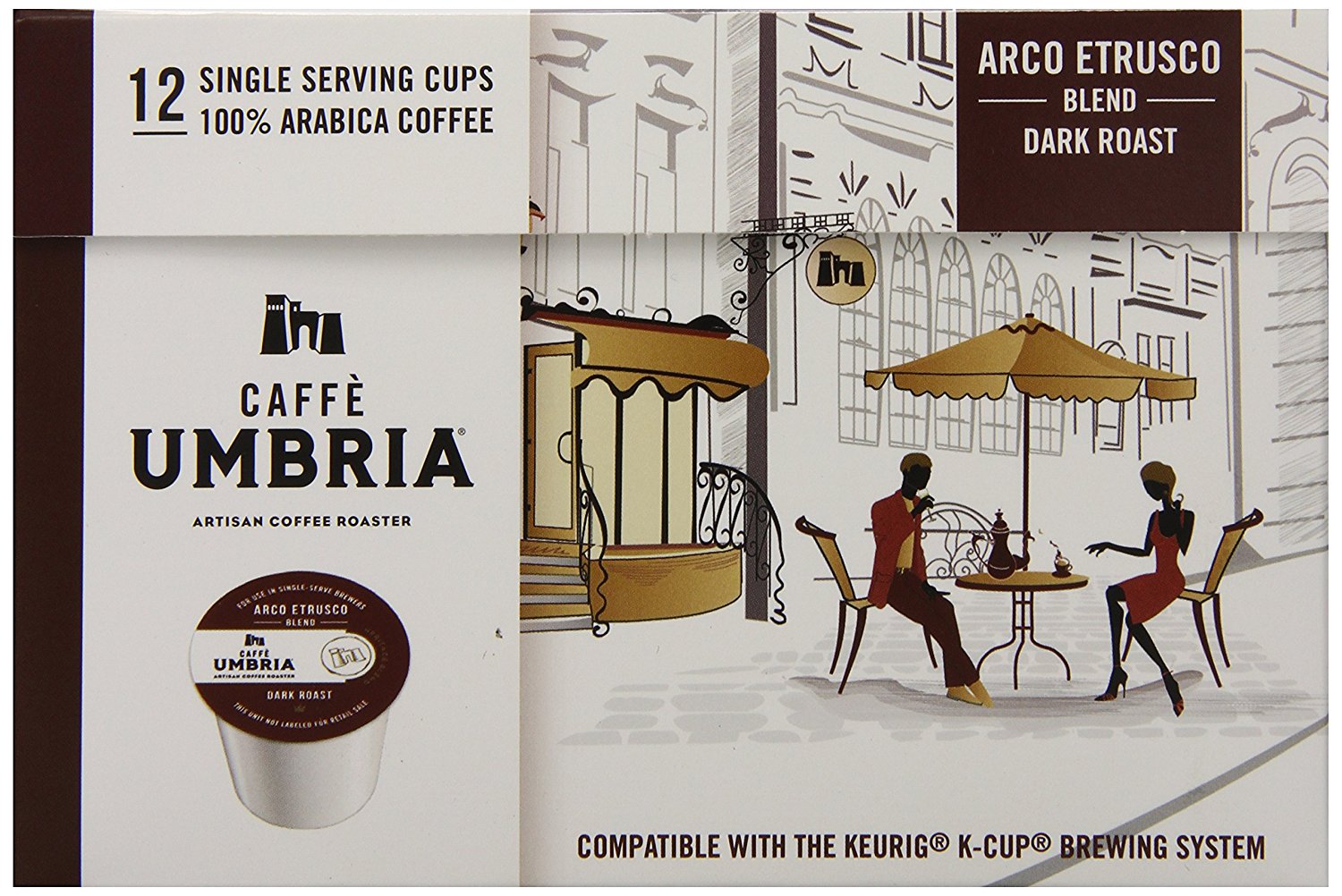 Caffe Umbria Single Serving Coffee Cups, Arco Etrusco Blend, 12 Count ...