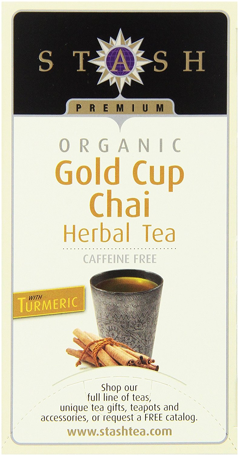 Stash Tea Organic Gold Cup Chai Herbal Tea with Turmeric, 18 Count ...