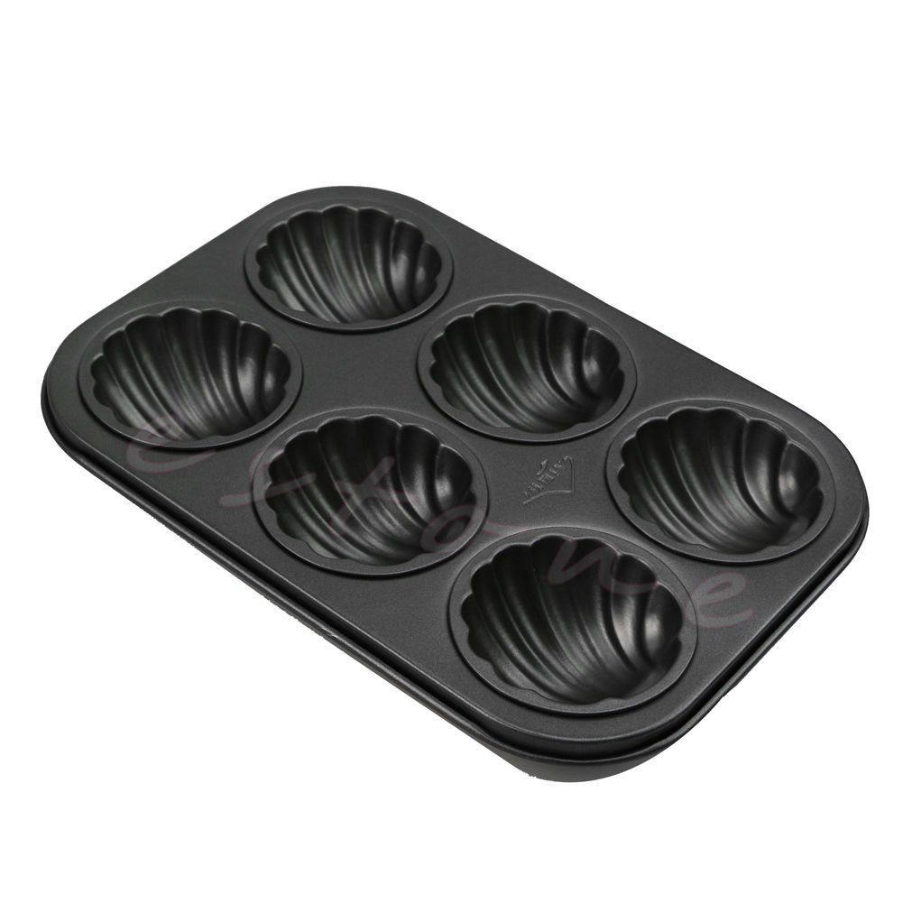 SCASTOE Baking Pan Cookie Candy Mold & 6 Cavity Non Stick Metal Shell ...