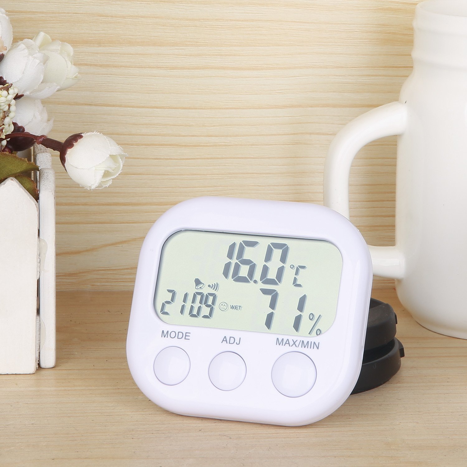 Ebake Digital Humidity Monitor and Thermometer with Clock , White free ...