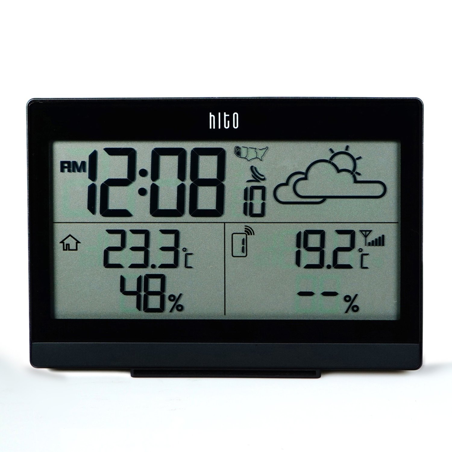HITO Humidity/Indoor Outdoor Temperature Clock w/ Max and Min and ...
