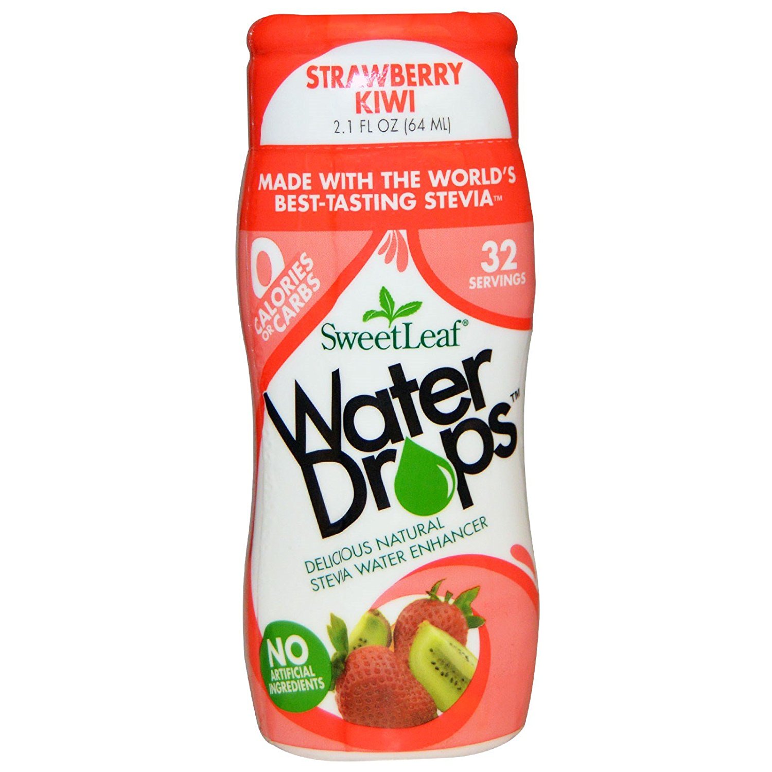 Sweetleaf Stevia Strawberry Kiwi Waterdrops 2.1 oz(64ml),Pack of 2 free ...