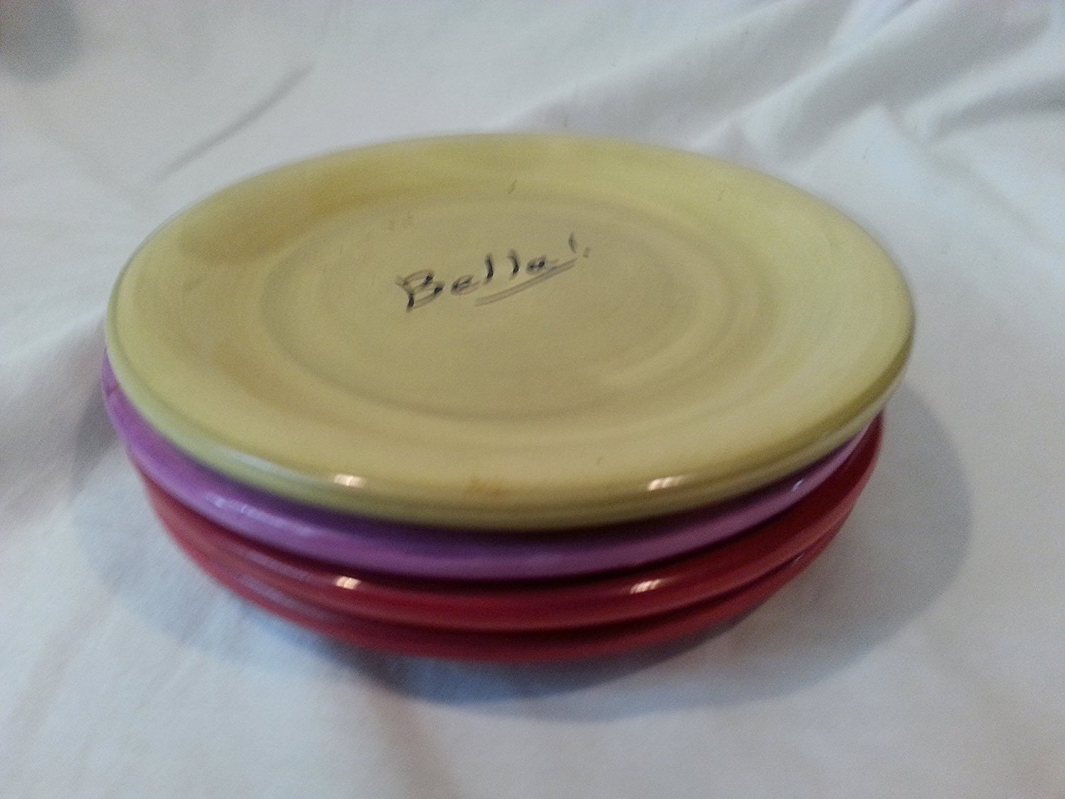 Set of 4 Italian Bread Plates 6.25 Inch Diameter Cranberry, Green and ...