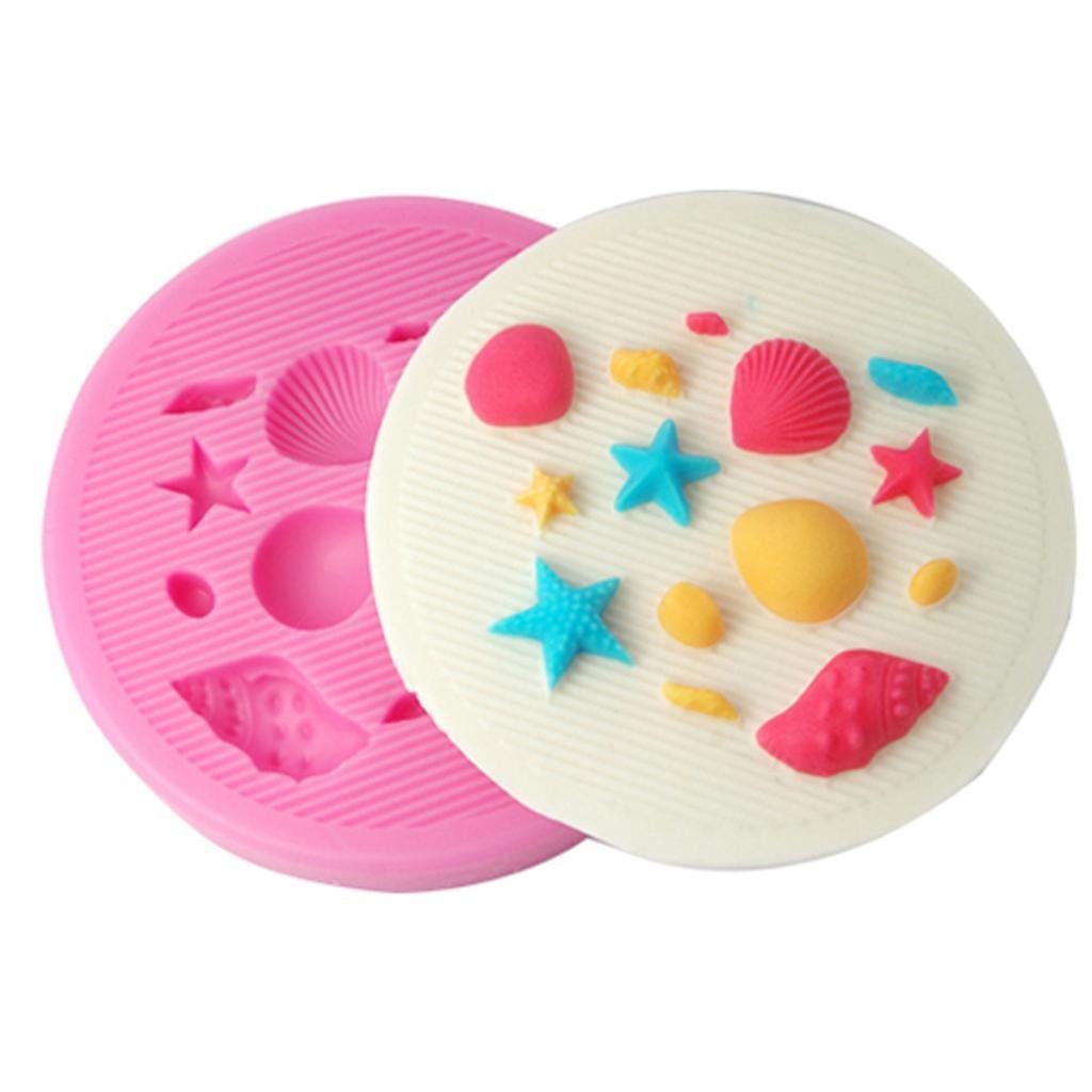 FOUR-C Cake Decor Moulds Shell and Sea Star Silicone Mold Color Pink ...