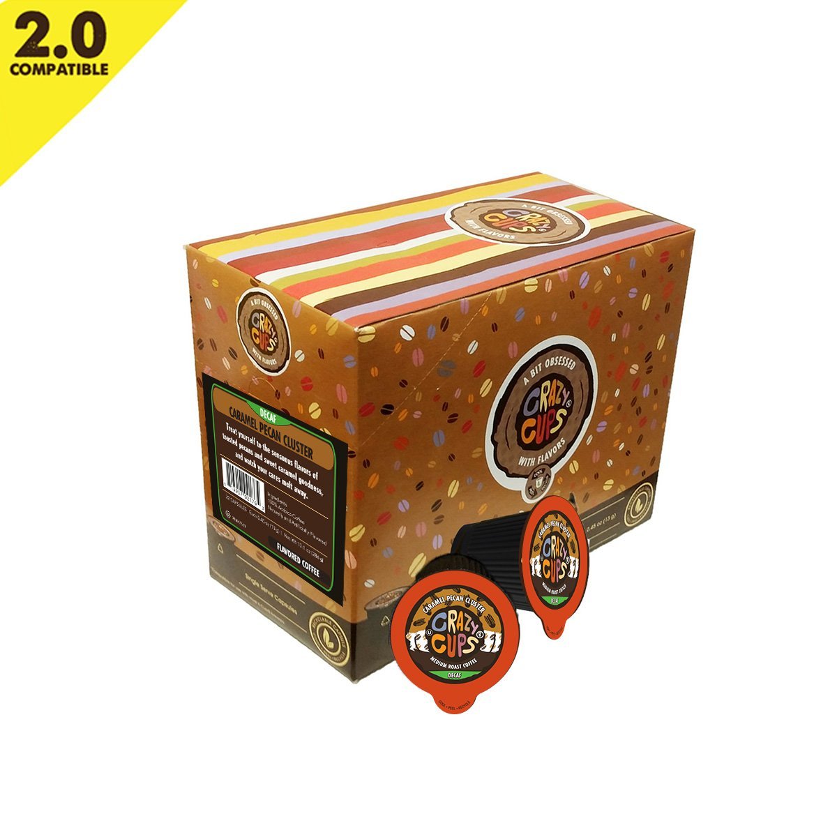 Crazy Cups Decaf Caramel Pecan Cluster Flavored Coffee Single Serve ...