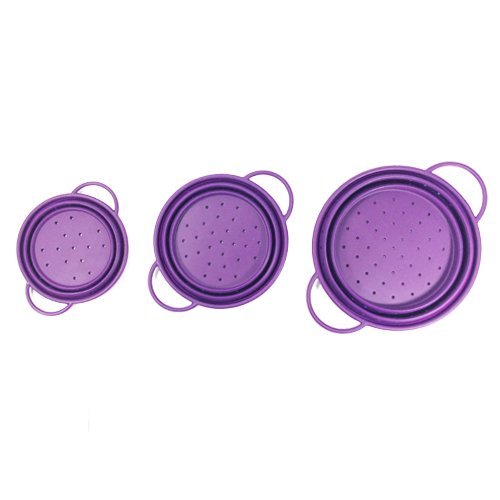 Silicone Collapsible Colanders Strainer Set (Purple) #L #M #S N2 free ...