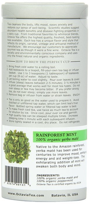 Octavia Tea Rainforest Mint (Organic Herbal Tea / Yerba Mate) Loose Tea ...