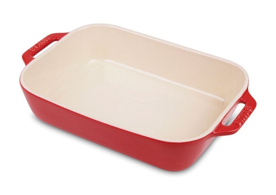 Staub Ceramic Rectangular Baking Dish 10.5 x 7.5-inch Cherry Red free ...