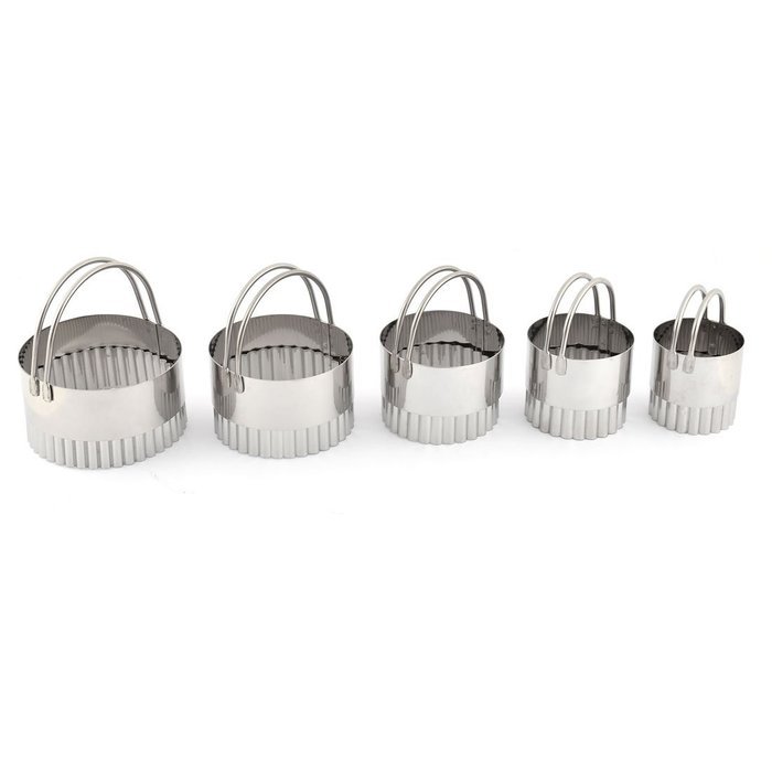 Uxcell Stainless Steel Round Shape Corrugated Edge DIY Biscuit Cookie ...