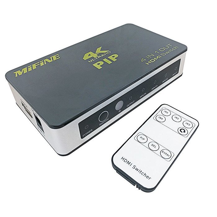 Hdmi Switch Box,Mifine 4Kx2K PIP 4 in 1 out High Speed 4 Port Switcher ...