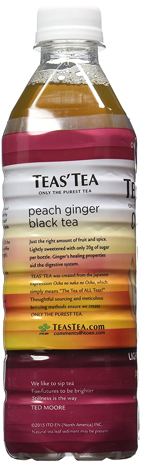 Teas' Tea Organic Lightly Sweet, Peach Ginger Black Tea, 16.9 Ounce ...
