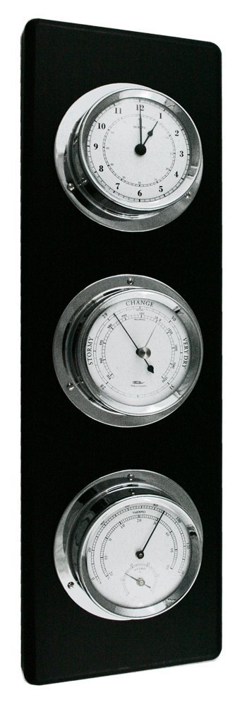 Fischer Instruments 1535-06 Chrome and Black Wood Base Weather Station ...