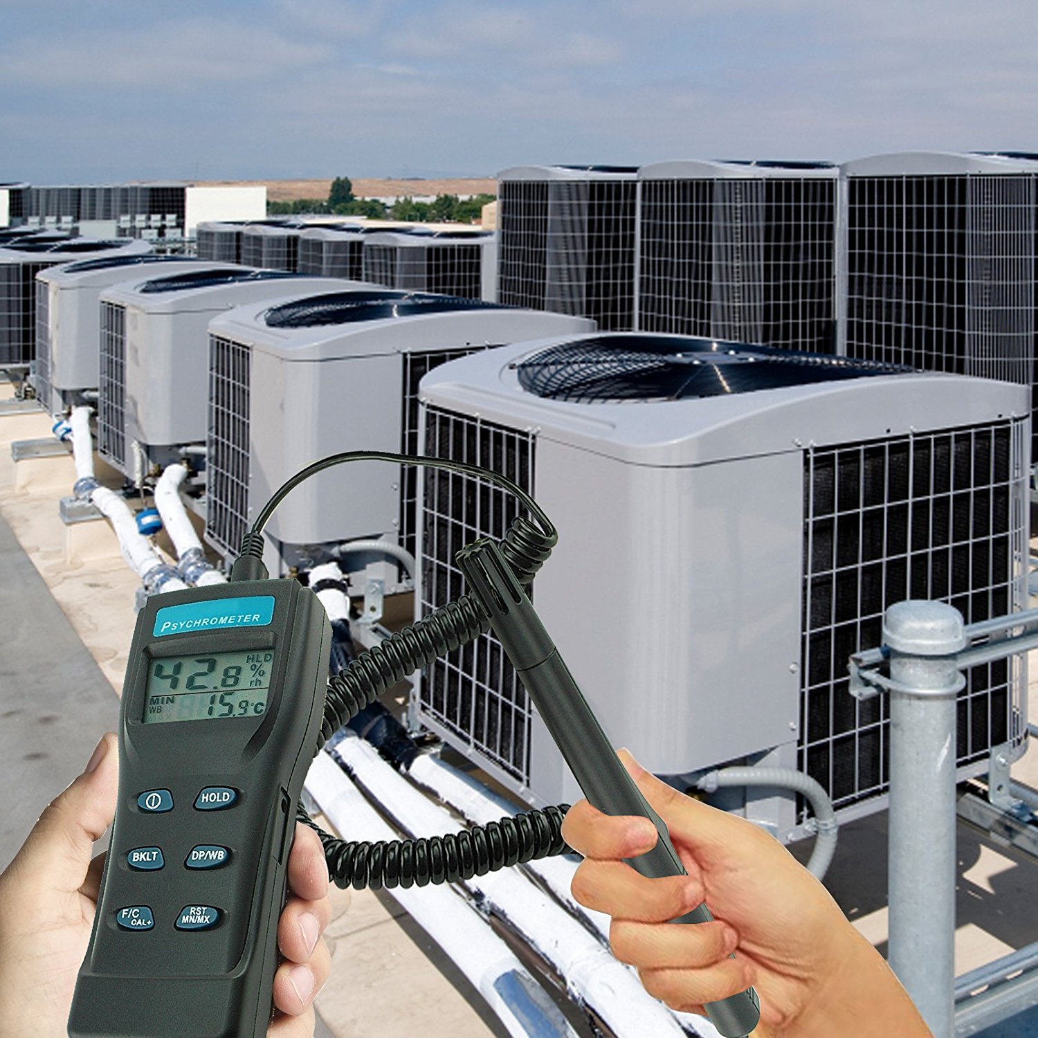 Digital Thermo Hygrometer Psychrometer with Humidity and Wet Bulb N2 ...