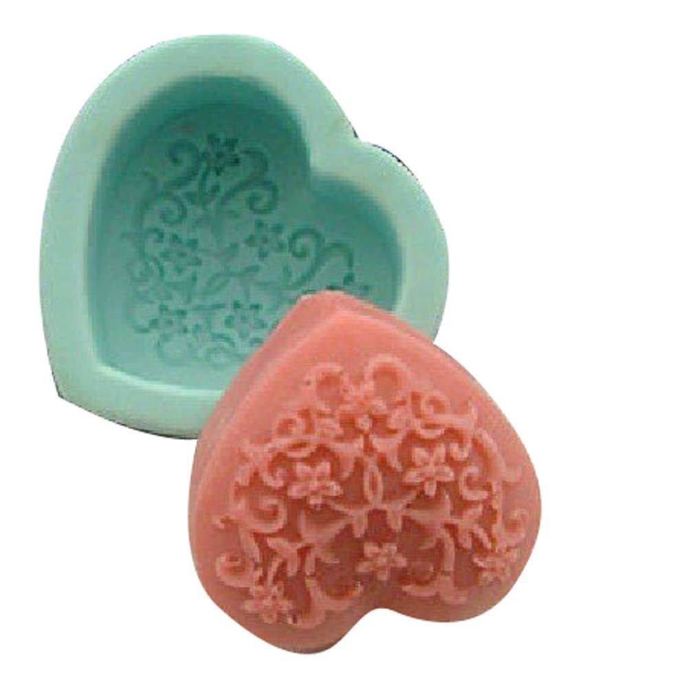 1 X Decorative Pattern Decoration Heart 0226 Craft Art Silicone Soap ...